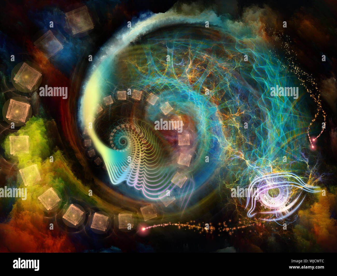Geometry of the Soul series two. Background design of human profile and ...