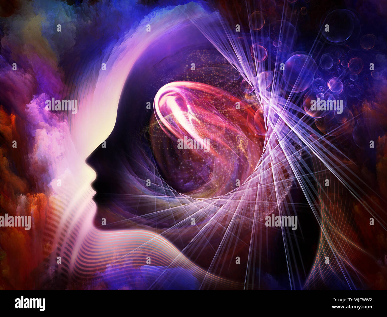Geometry of the Soul series two. Background design of human profile and ...