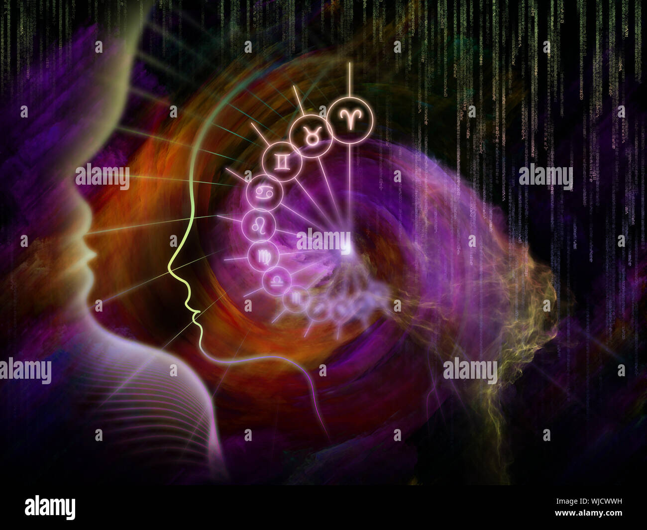 Geometry of the Soul series two. Background design of human profile and ...