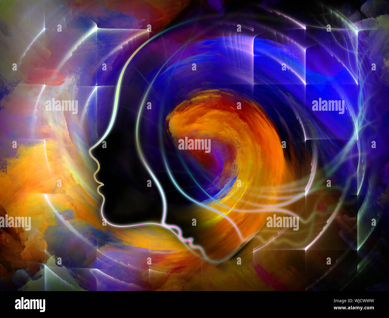 Geometry of the Soul series two. Background design of human profile and ...