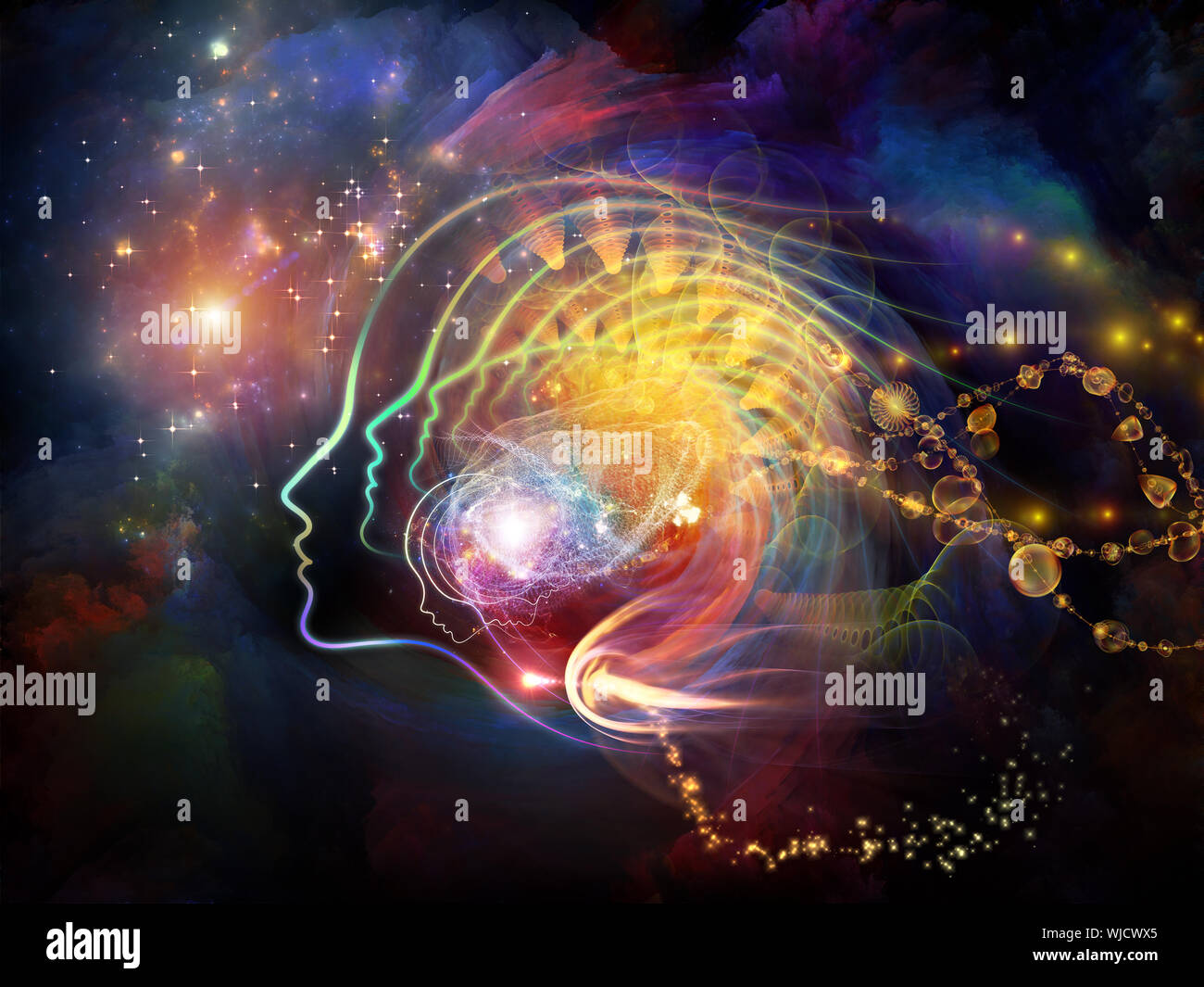 Geometry of the Soul series two. Background design of human profile and ...