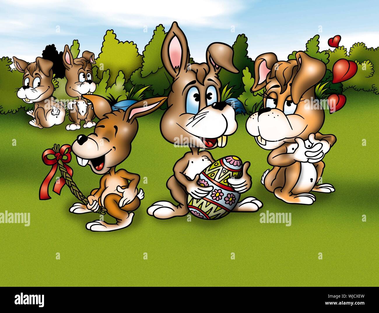 Easter illustration rabbits hi-res stock photography and images - Alamy