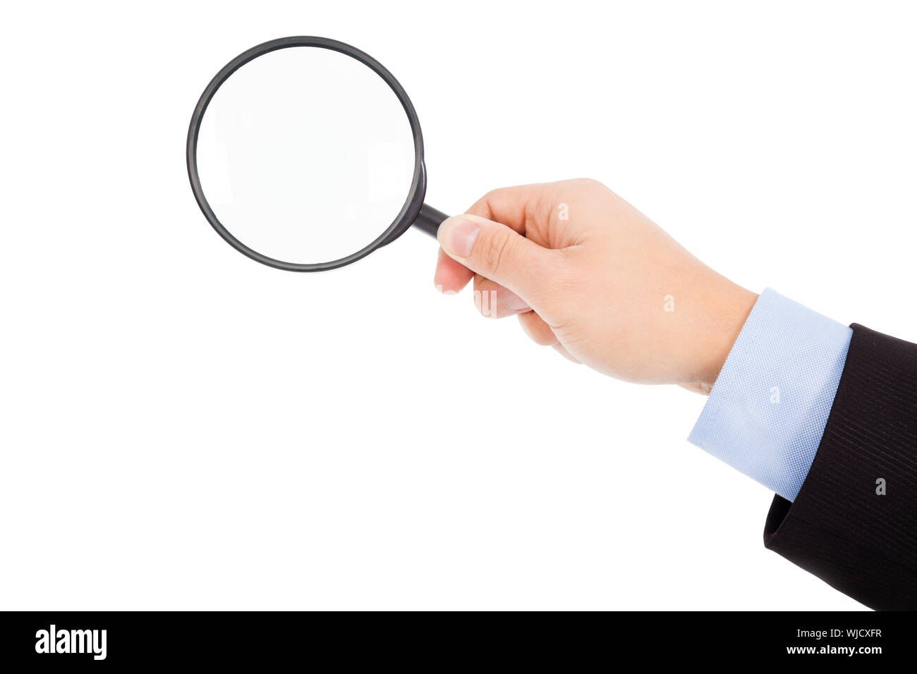 hand holding magnifier glass Stock Photo - Alamy