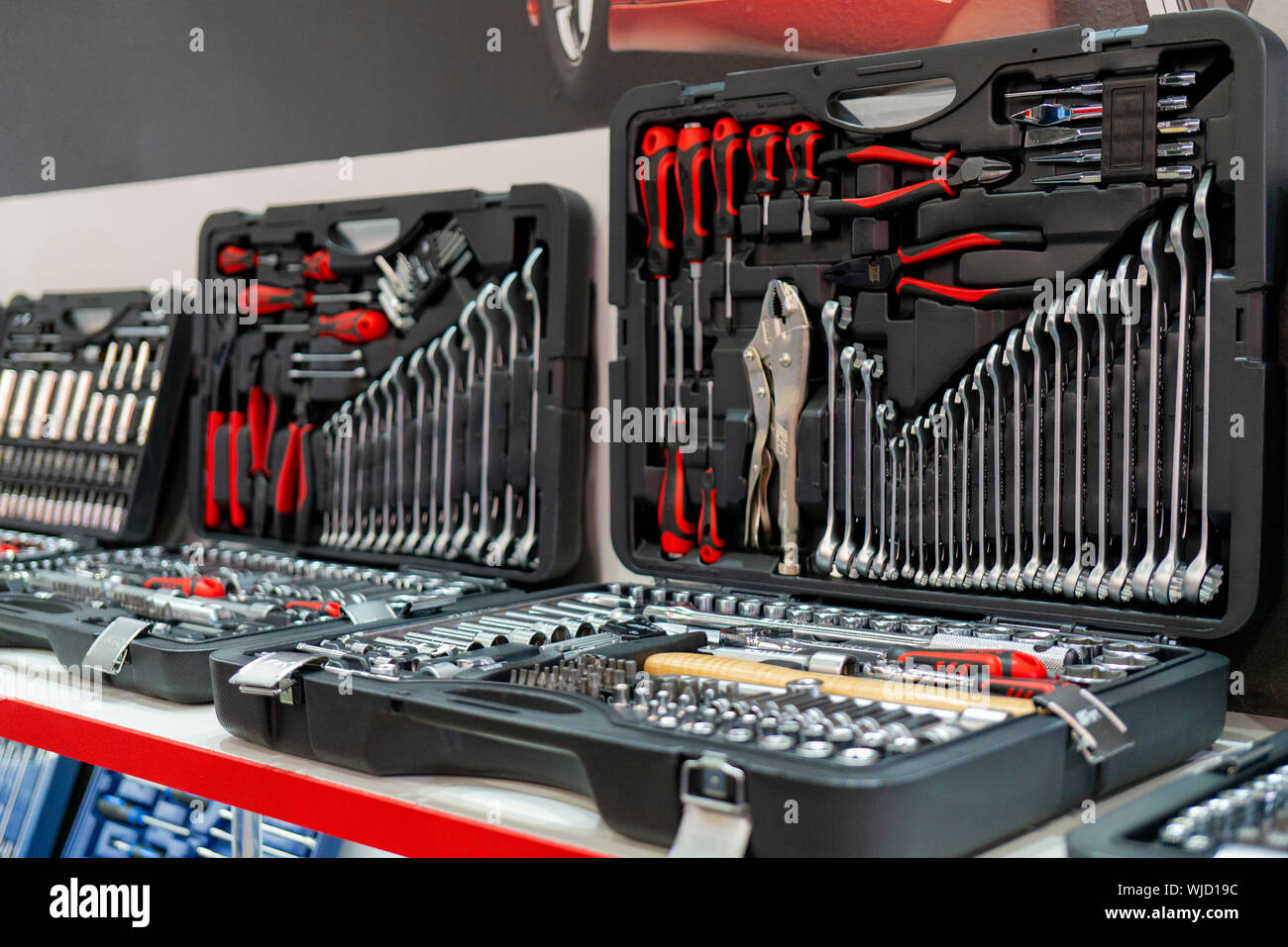 Tool kit for car repair. Repair faults on road and in workshop Stock ...