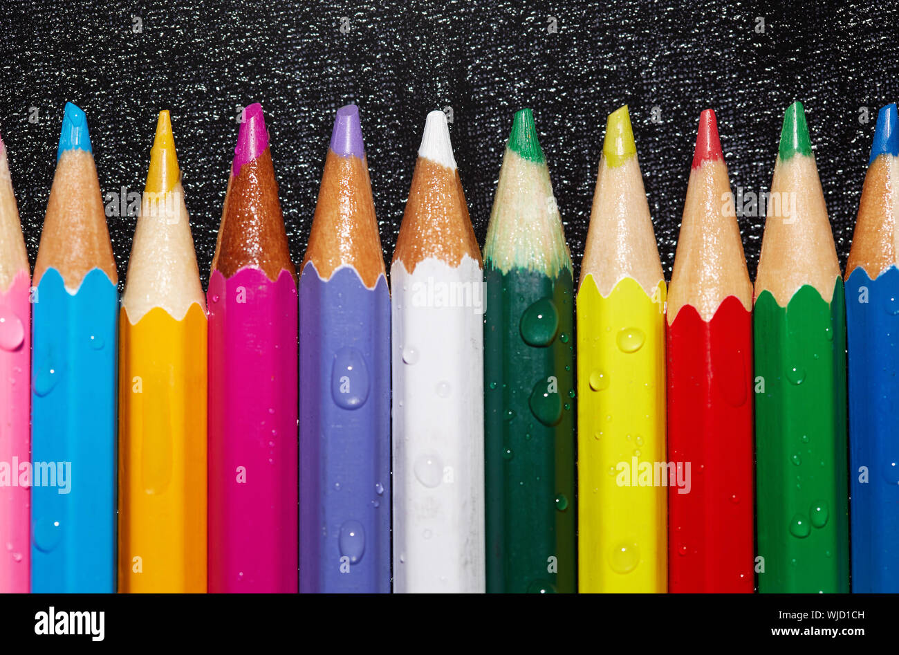 Set of wet crayons. Close-up view Stock Photo - Alamy