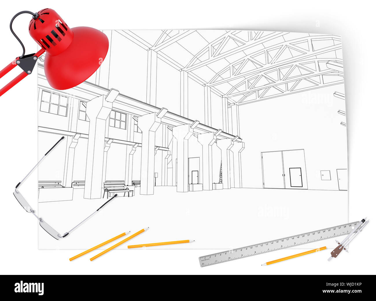 3d line drawing cottage Cut Out Stock Images & Pictures - Alamy