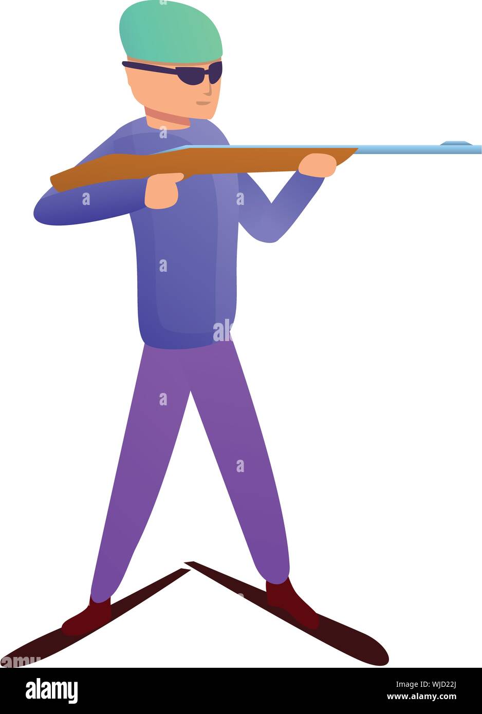 Biathlon man icon. Cartoon of biathlon man vector icon for web design ...