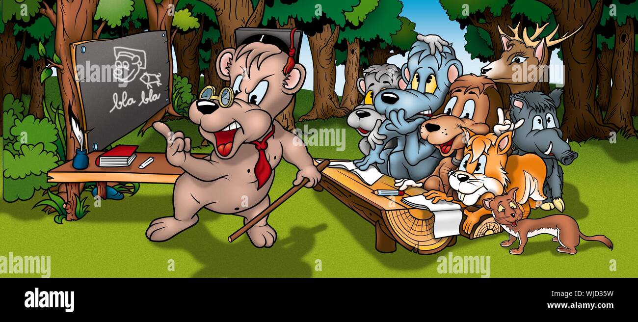 Cartoon illustration dog teacher blackboard hi-res stock photography ...