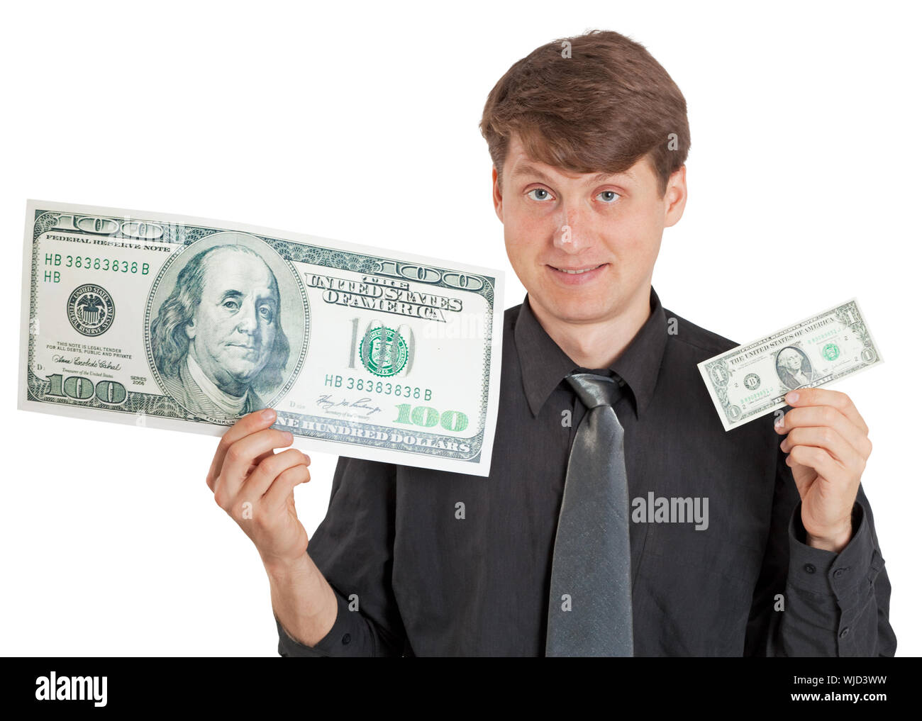 Businessman holding a lot of money with both hands hi-res stock ...
