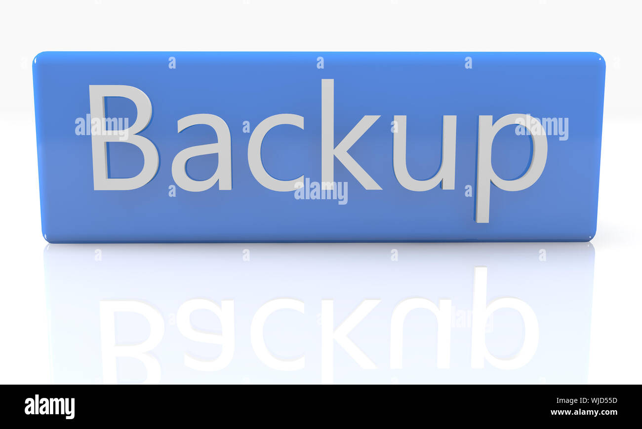 3d render blue box with text Backup on it on white background with ...