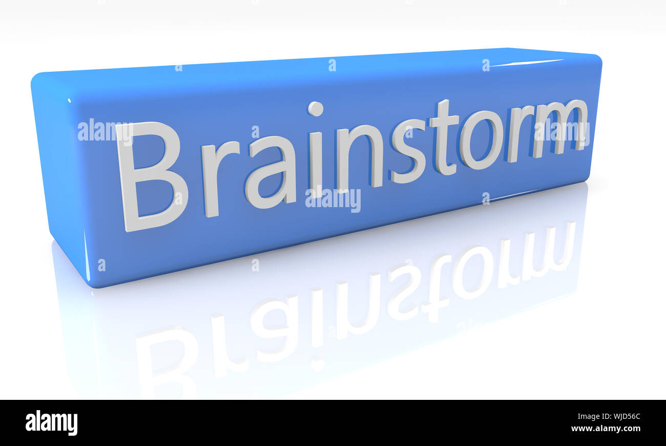 3d render blue box with text Brainstorm on it on white background with ...