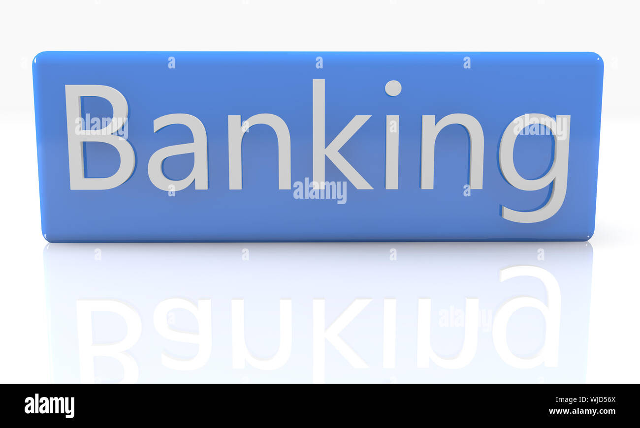 3d render blue box with text Banking on it on white background with ...