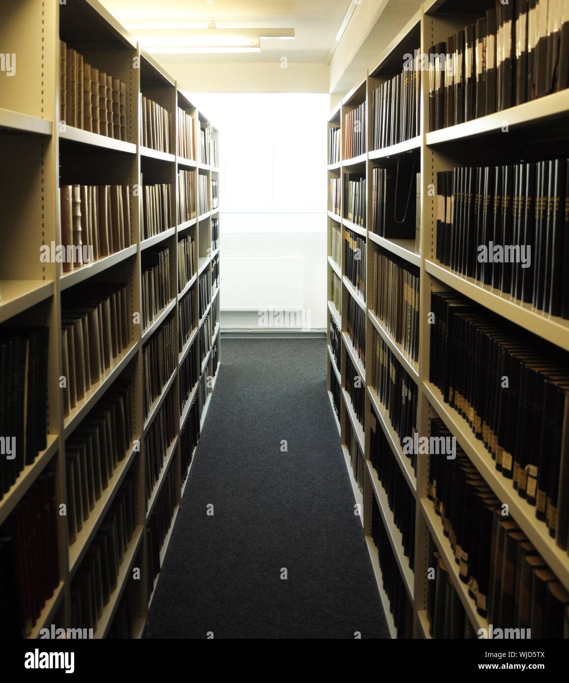 education books in a library showing school or university concept Stock ...