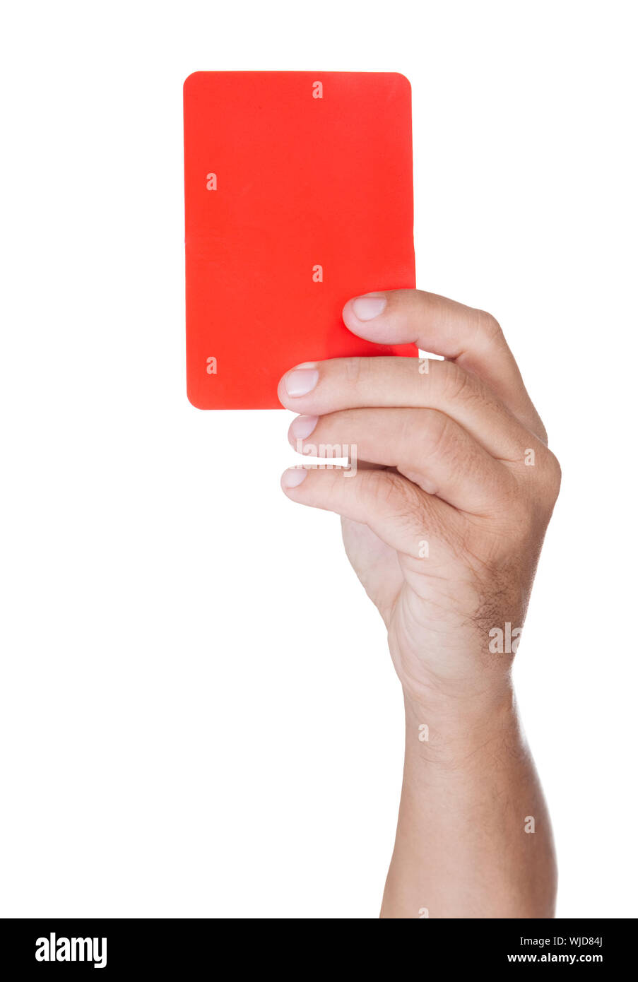 hand Of Soccer Referee Showing Red Card On White Background Stock Photo ...