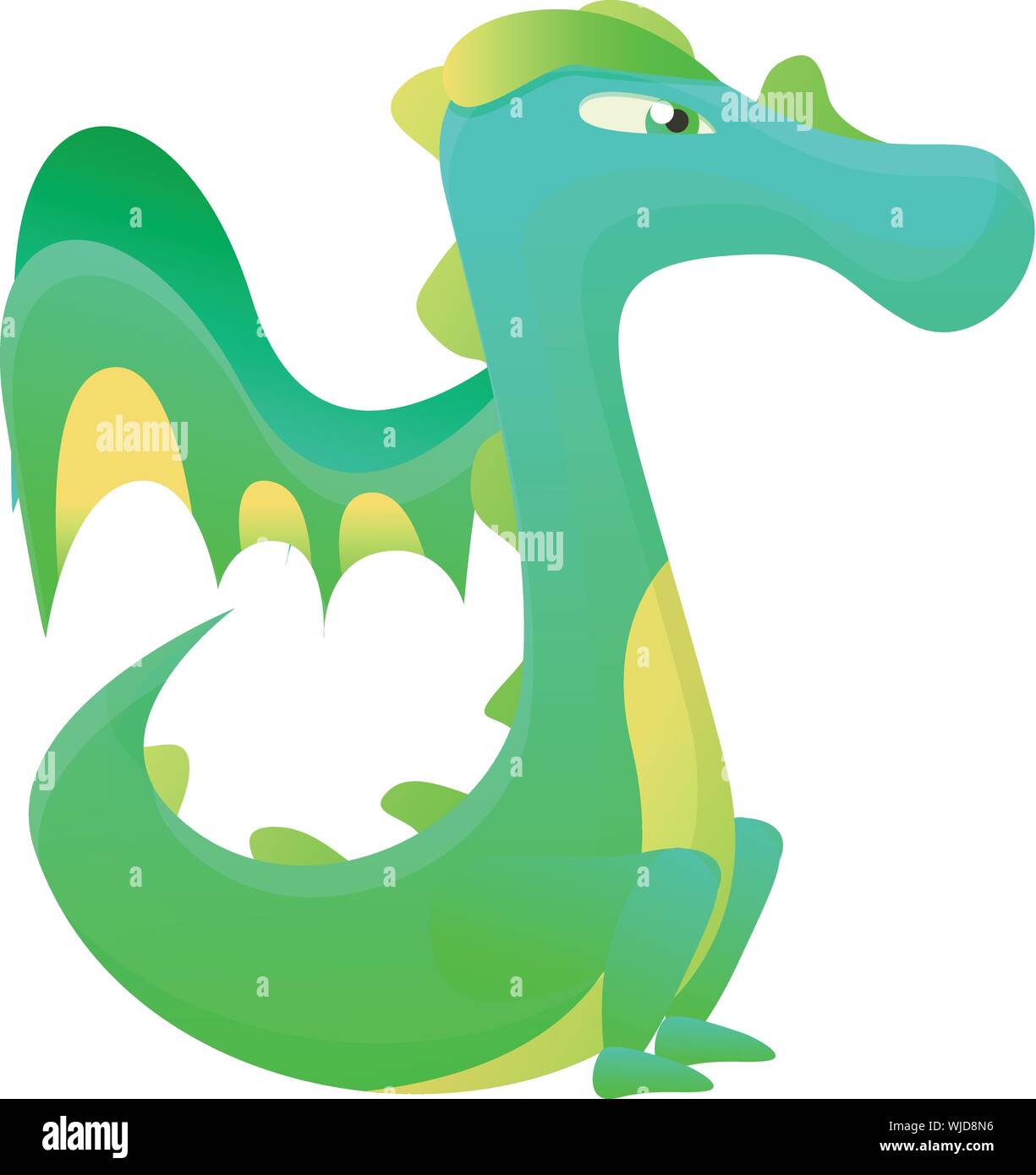 Green yellow dragon icon. Cartoon of green yellow dragon vector icon ...