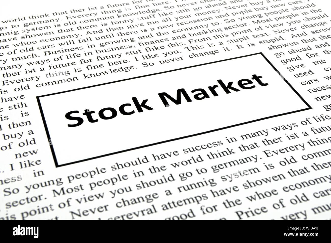 stock market concept with newspaper showing business and finance Stock ...