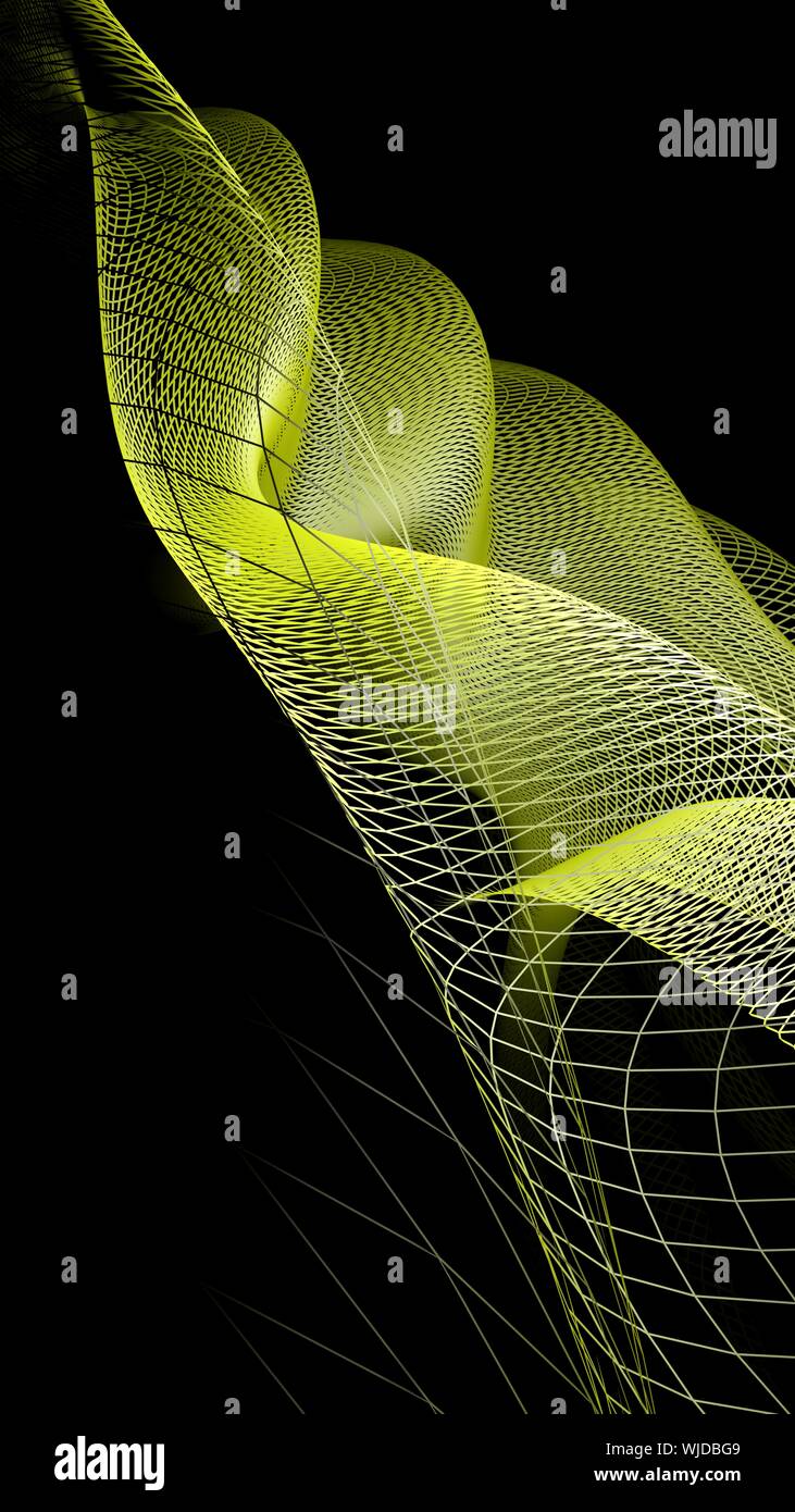 Abstrat yellow grid shape on black background - 3D rendering ...