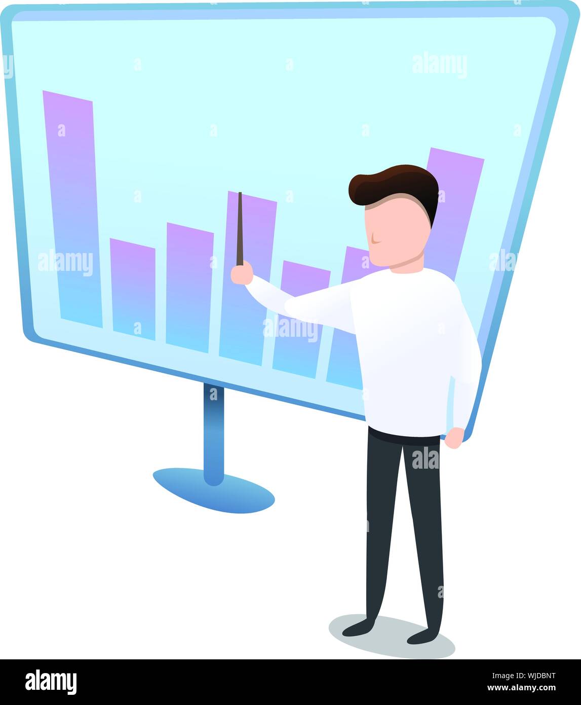 Man show graph chart icon. Cartoon of man show graph chart vector icon ...