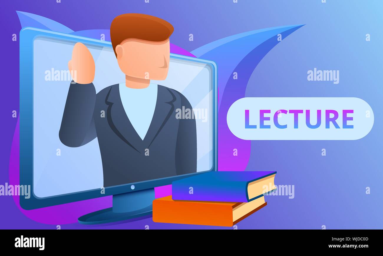 Web lecture concept banner. Cartoon illustration of web lecture vector ...