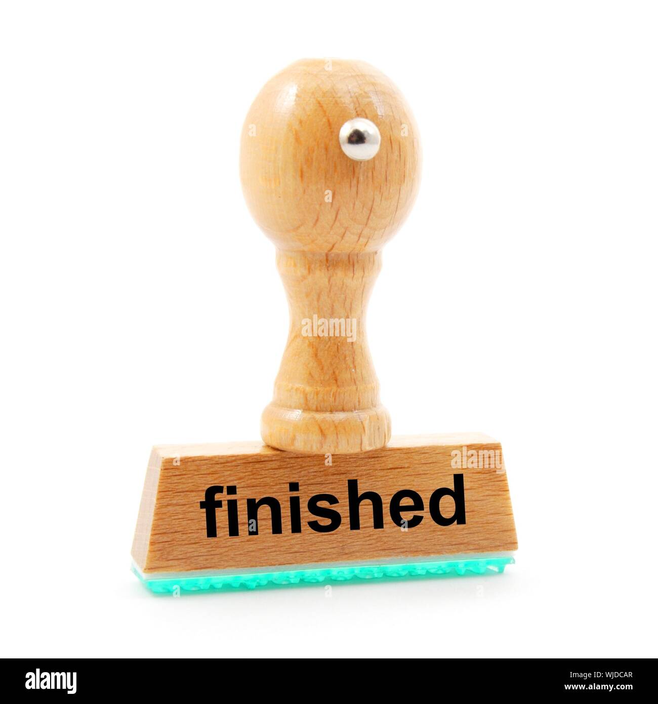 finished on stamp showing end or completed concept Stock Photo - Alamy