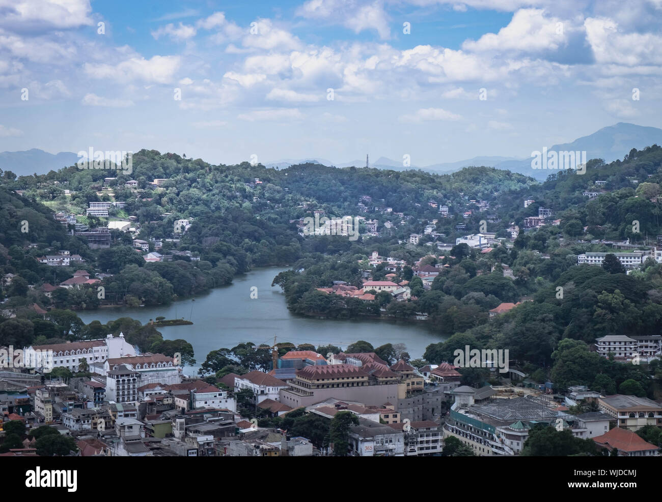 Kandy city aerial panoramic view from Bahirawakanda Sri Maha Bodhi ...