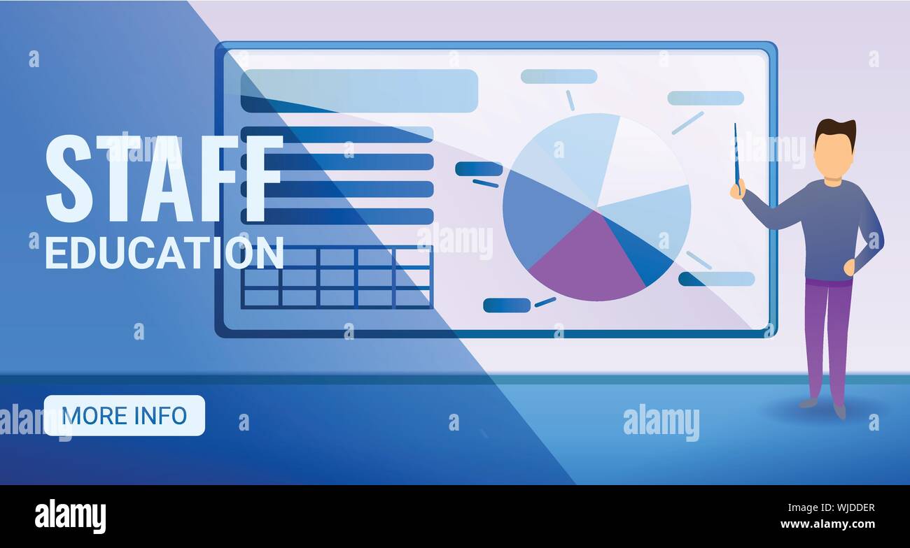 Modern staff education concept banner. Cartoon illustration of modern ...