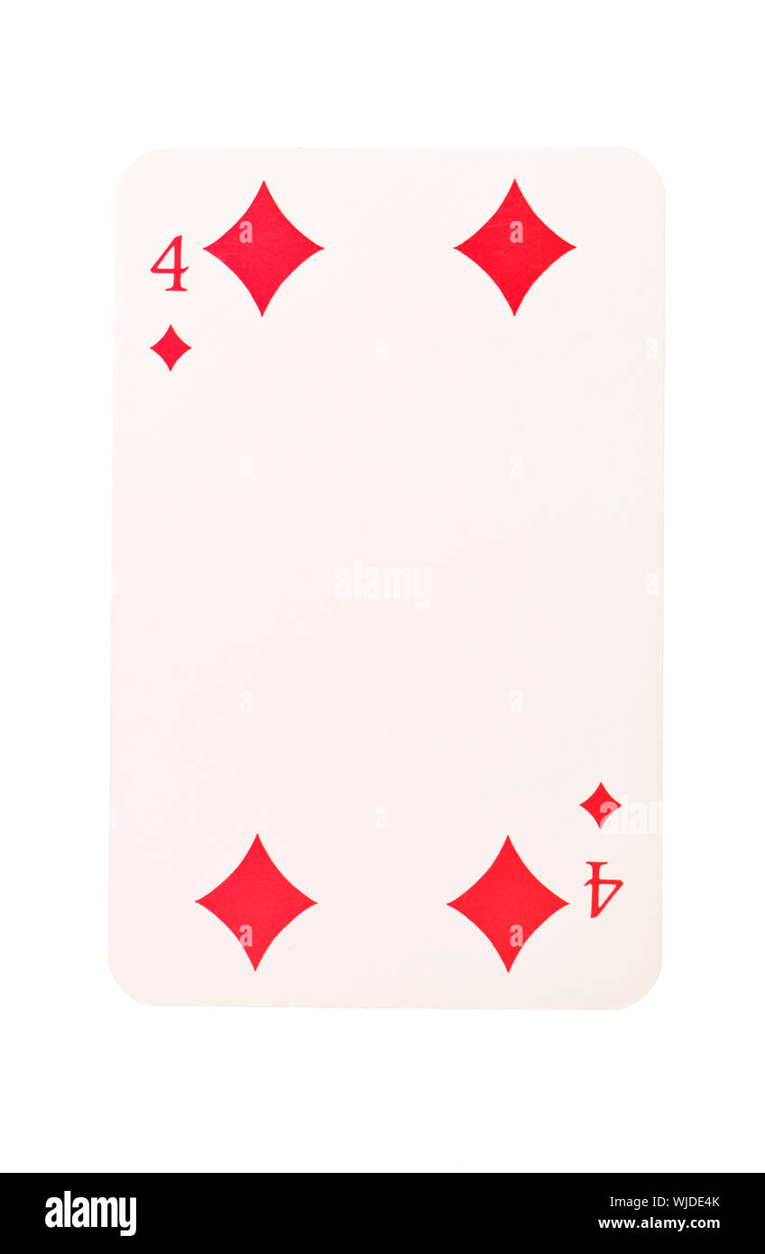 Four of Diamonds isolated on white background Stock Photo - Alamy