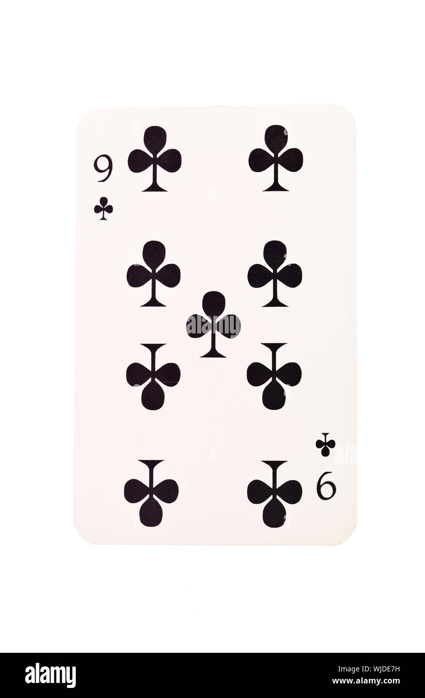 Nine of clubs isolated on white background Stock Photo - Alamy