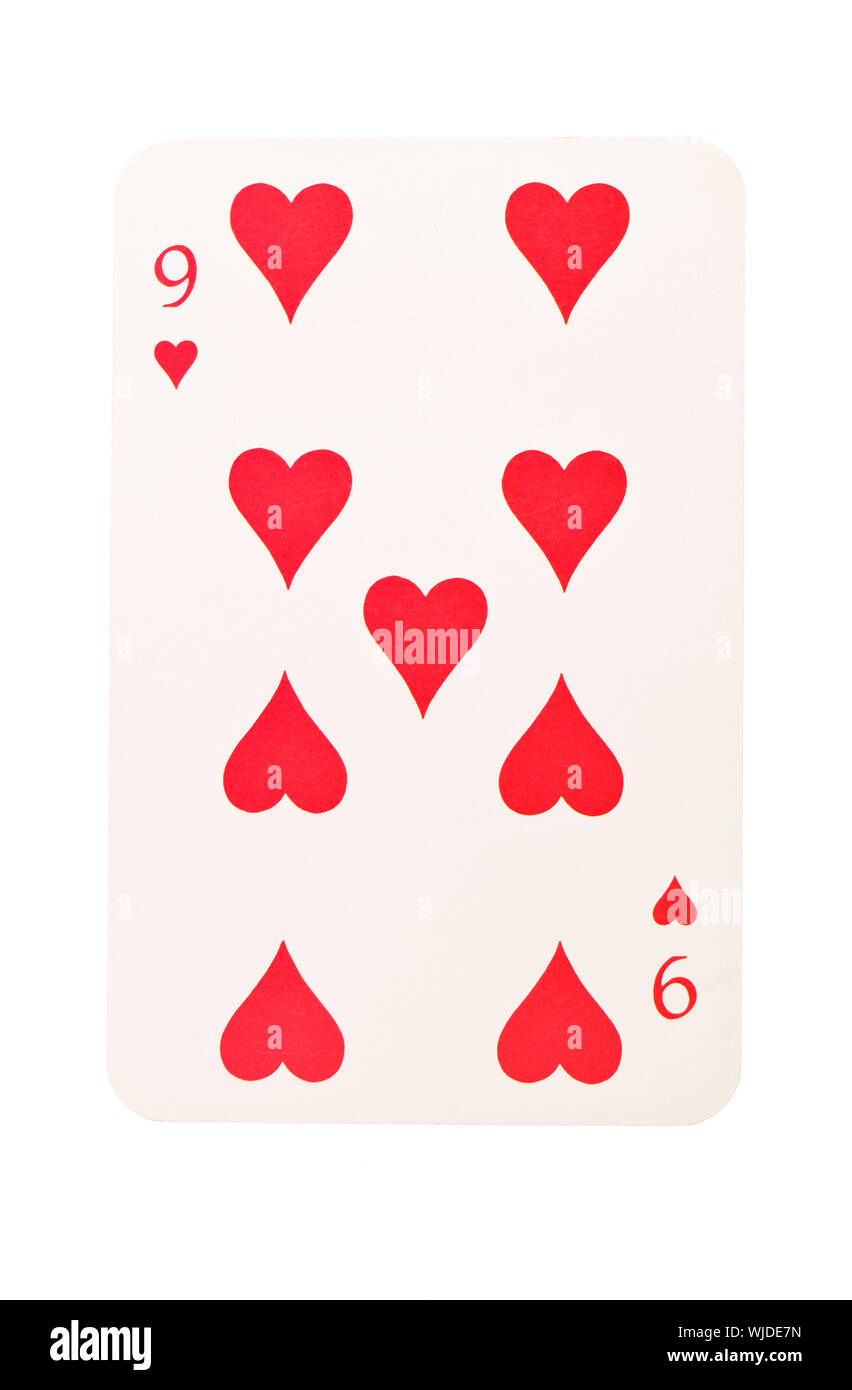 Nine of Hearts isolated on white background Stock Photo - Alamy
