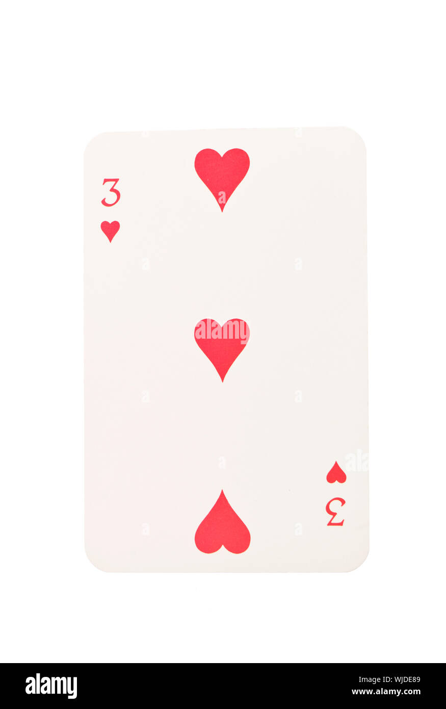 Three of Hearts isolated on white background Stock Photo - Alamy