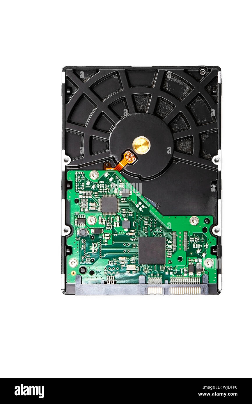 hard disk drive back on white background Stock Photo - Alamy