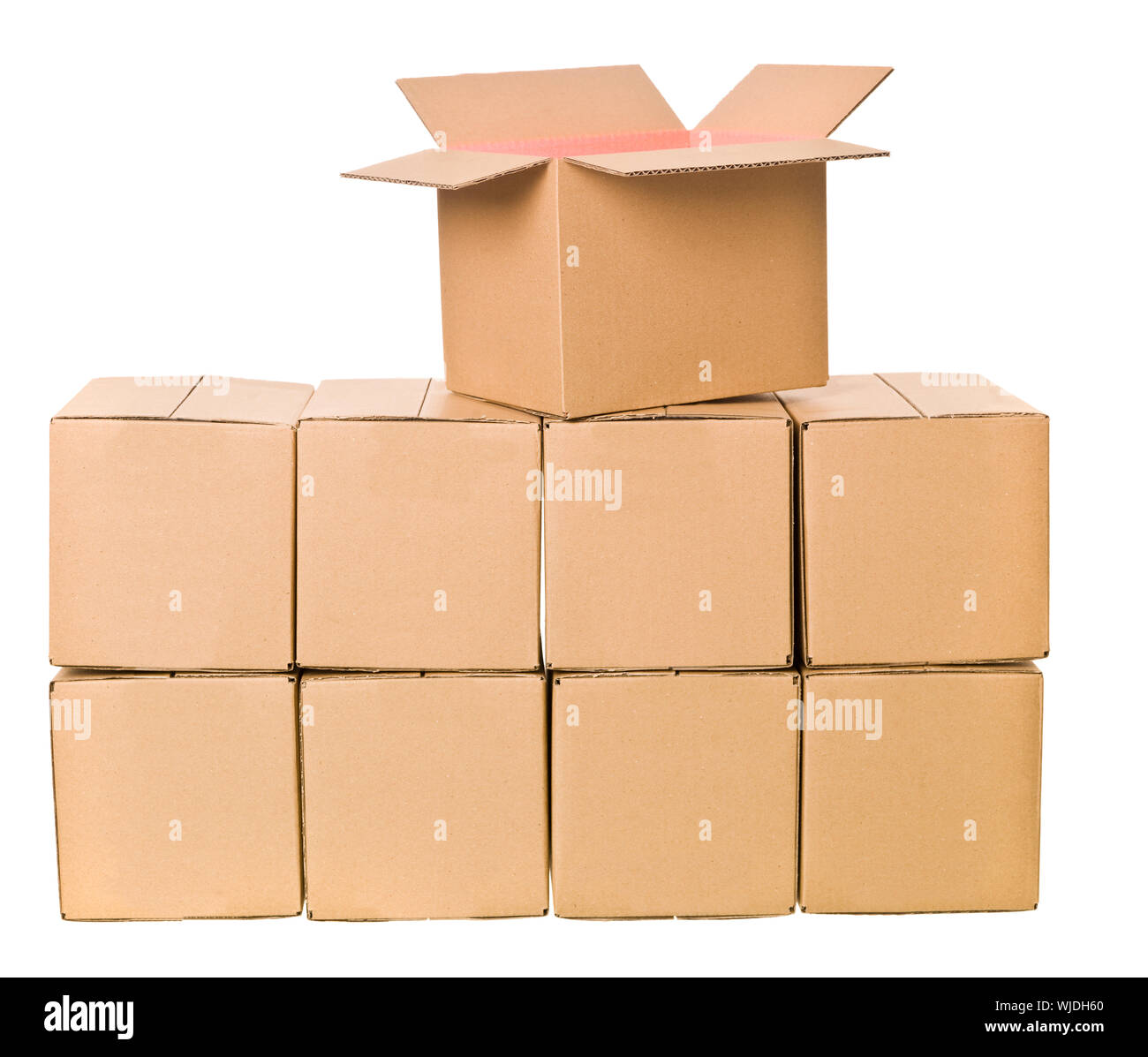 Stack of Cardboard Boxes isolated on white background Stock Photo - Alamy