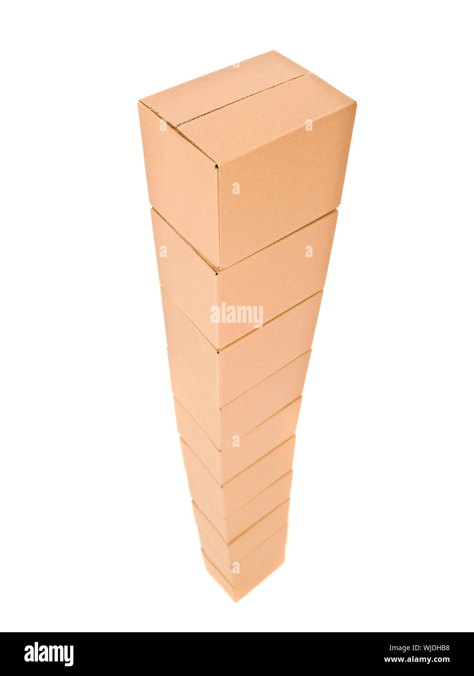 Tower of Cardboard boxes from above isolated on white background Stock ...