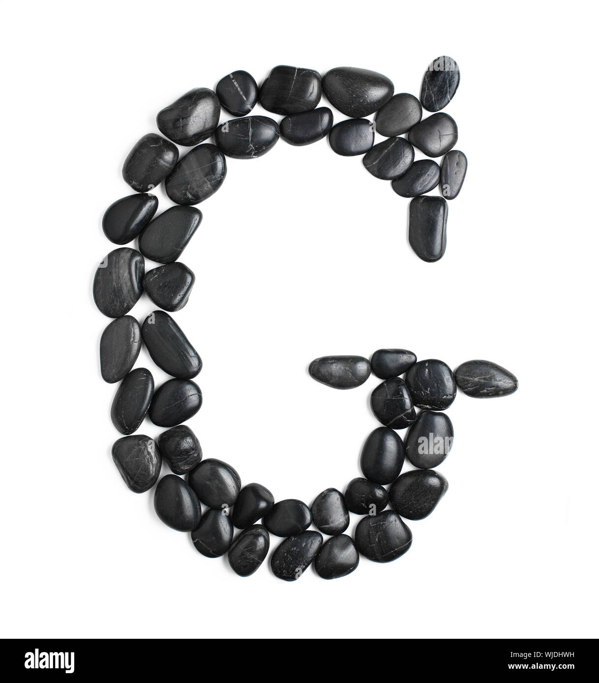 Black rock letter photographed against a white background Stock Photo ...