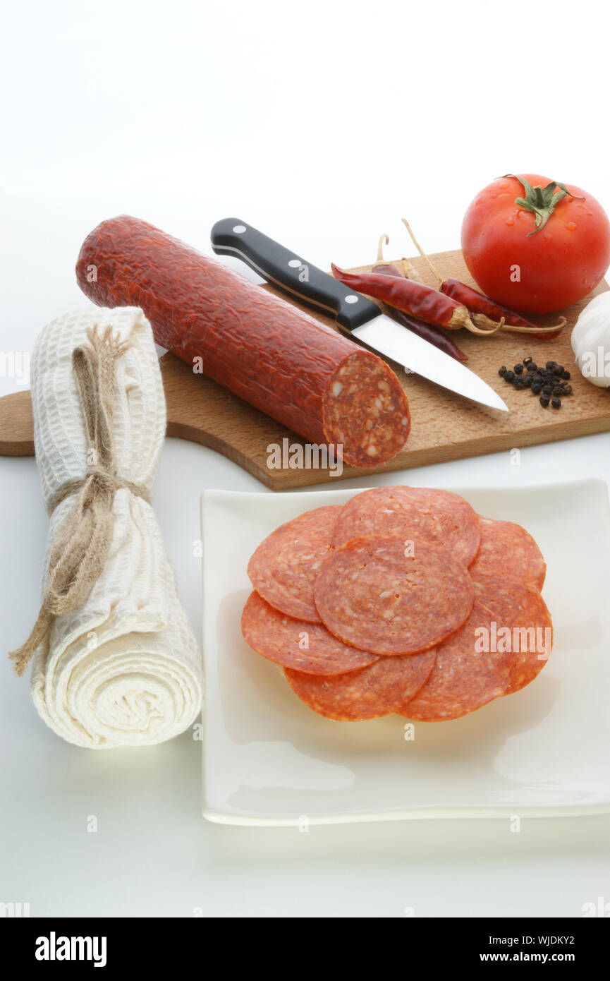 half roll for breakfast on a white plate Stock Photo - Alamy