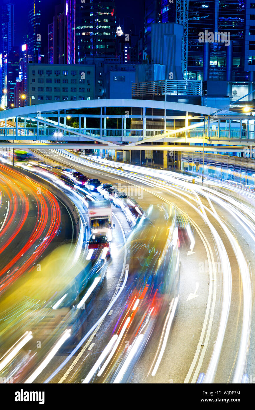 Highway with heavy traffic at night Stock Photo - Alamy