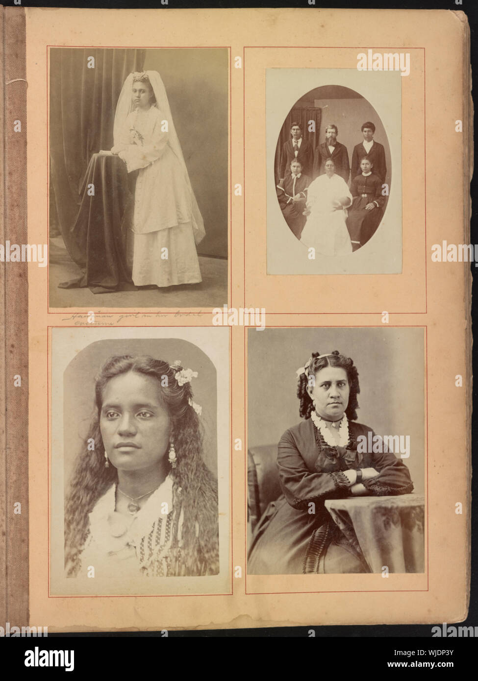 Hawaii album, p. 33, portraits of bride and others Stock Photo - Alamy