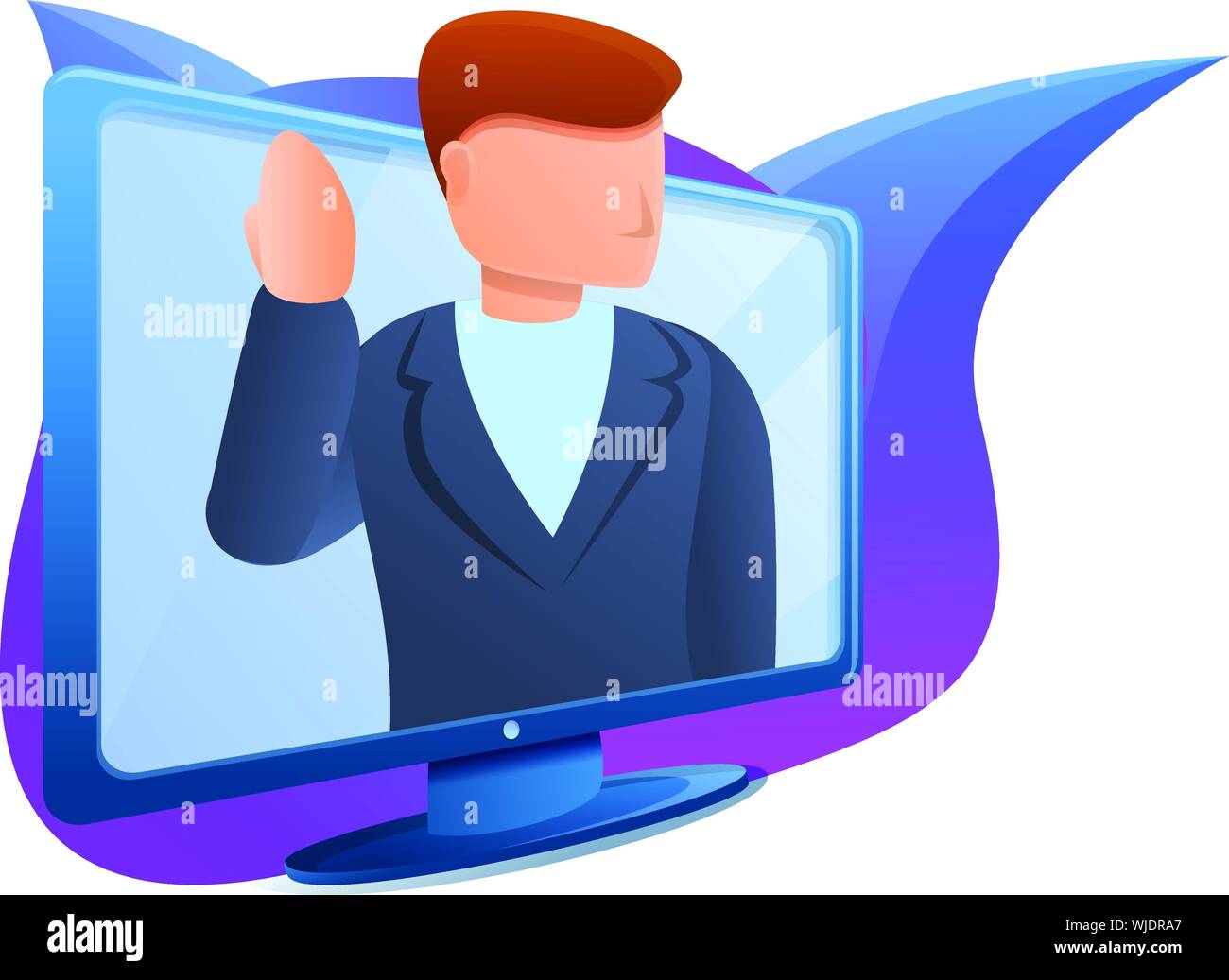 Man in monitor icon. Cartoon of man in monitor vector icon for web ...