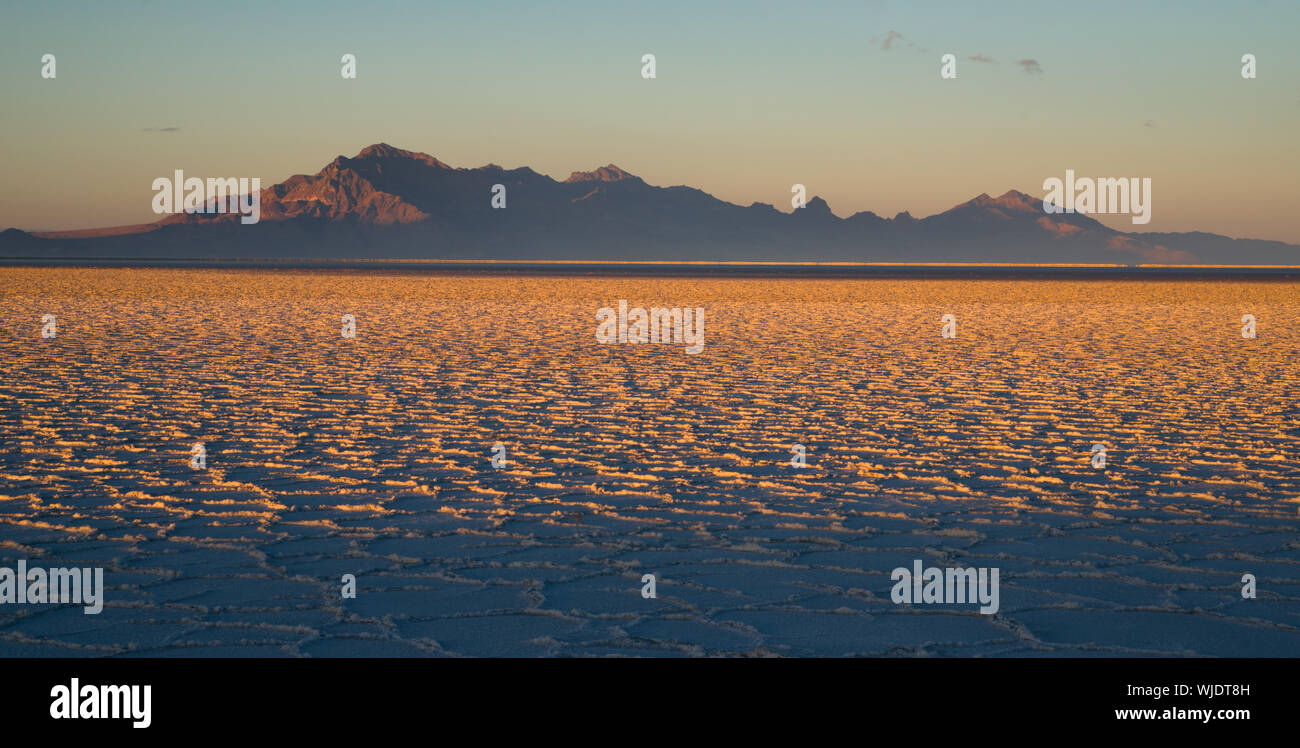 The Bonneville Salt Flats is a densely packed salt pan in Tooele County ...
