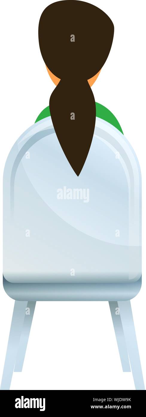 Back view girl on chair icon. Cartoon of back view girl on chair vector ...