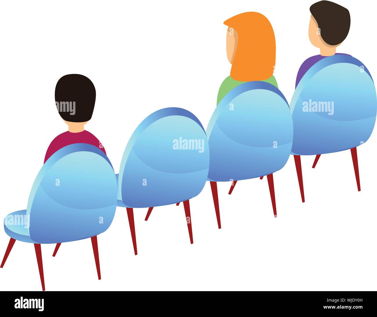 Group staff on chairs icon. Cartoon of group staff on chairs vector ...