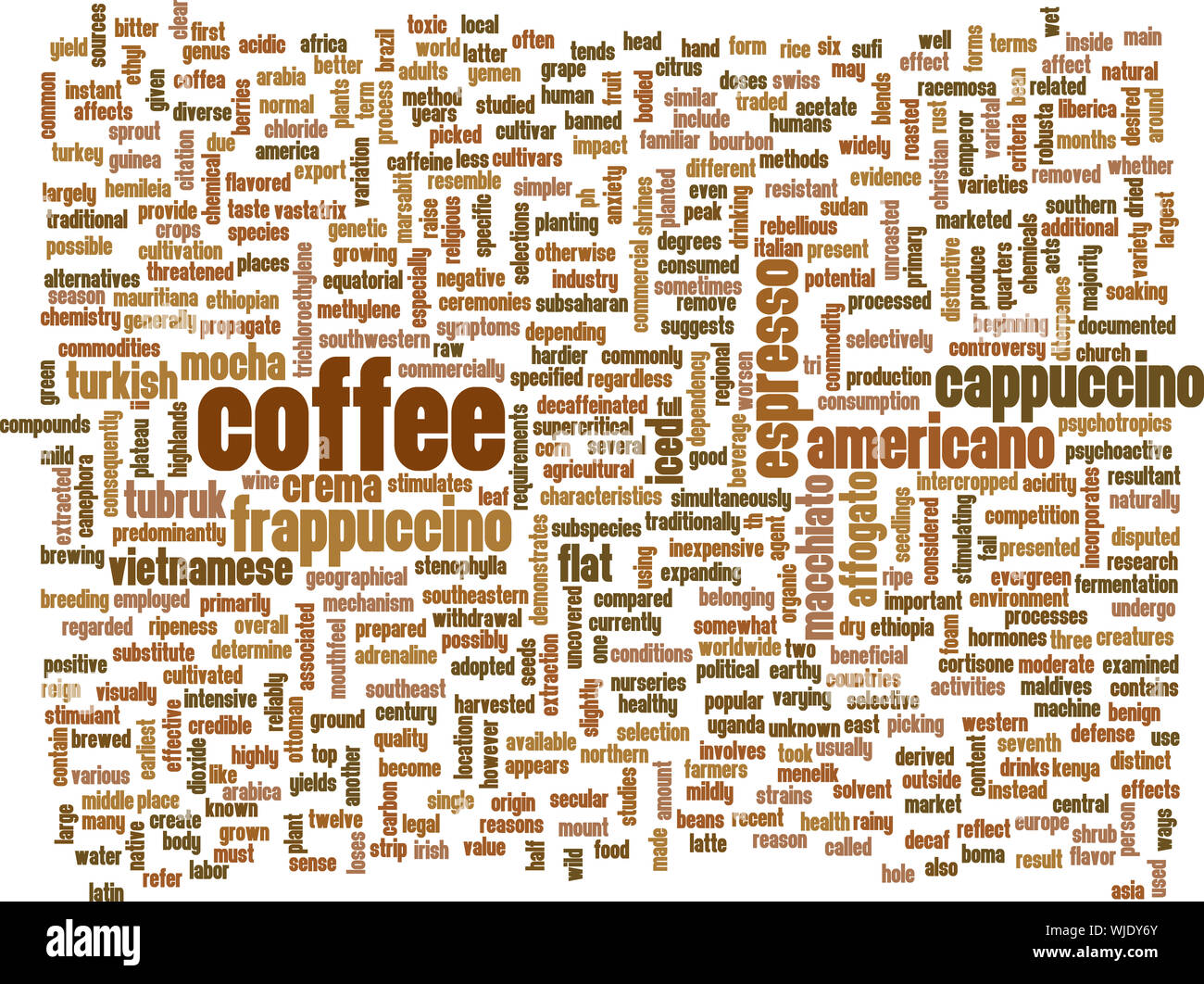 Coffee Background with Different Blends and Types Stock Photo - Alamy