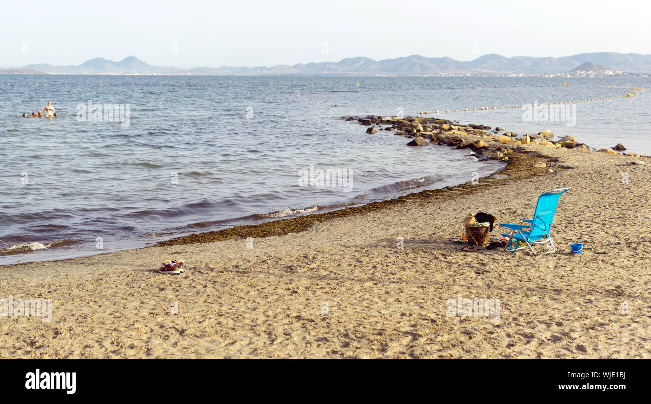 Summer view of Spanish beach. Beautiful seascape of Mediterranen Sea ...