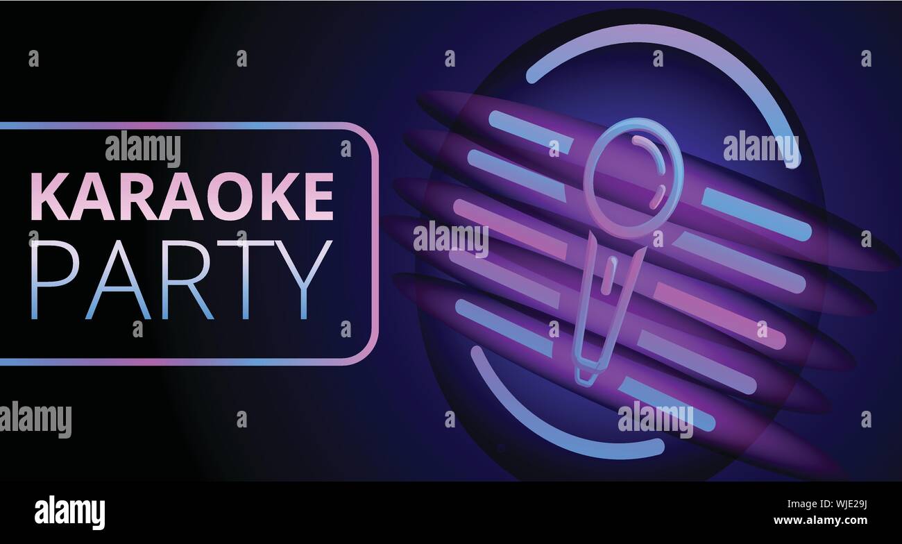 Karaoke party concept banner. Cartoon illustration of Karaoke party ...