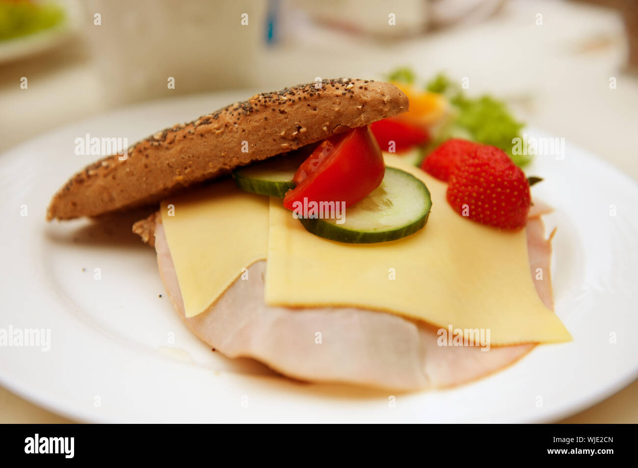 Healthy brown bread meal for lunch on a plate Stock Photo - Alamy