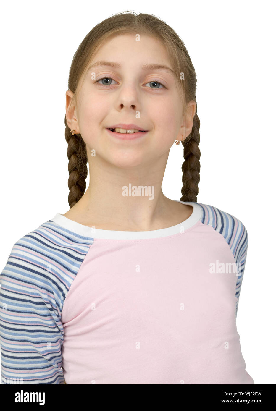 Proud teenager girl on the white background Stock Photo - Alamy
