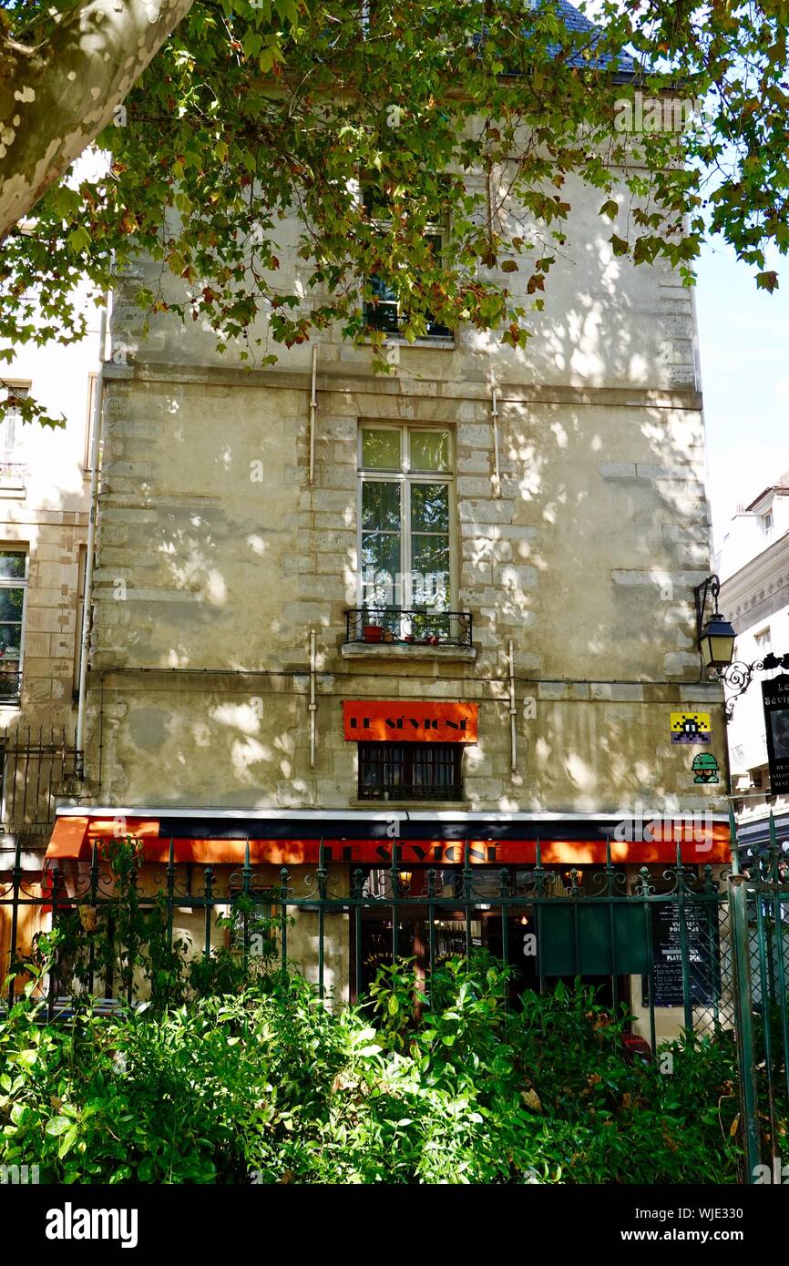 Le Sévigny cafe in a shady corner of the Marais, Paris, France Stock ...