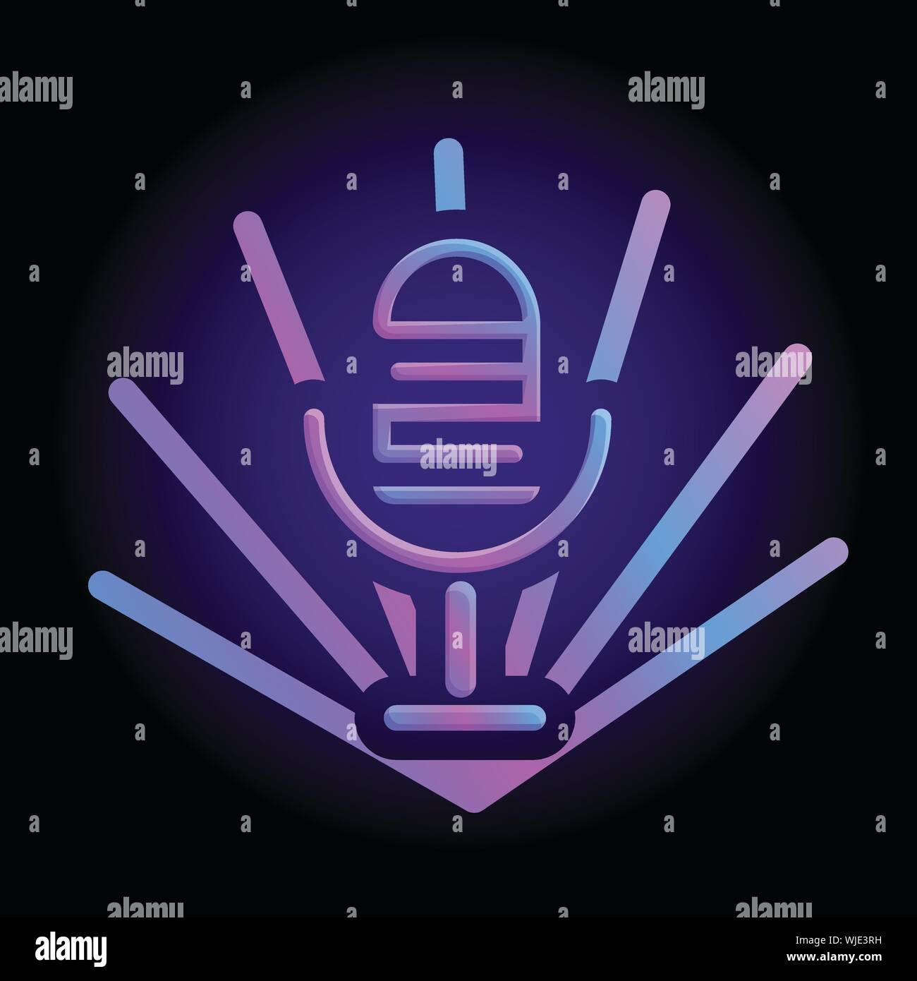 Neon studio microphone icon. Cartoon of neon studio microphone vector ...