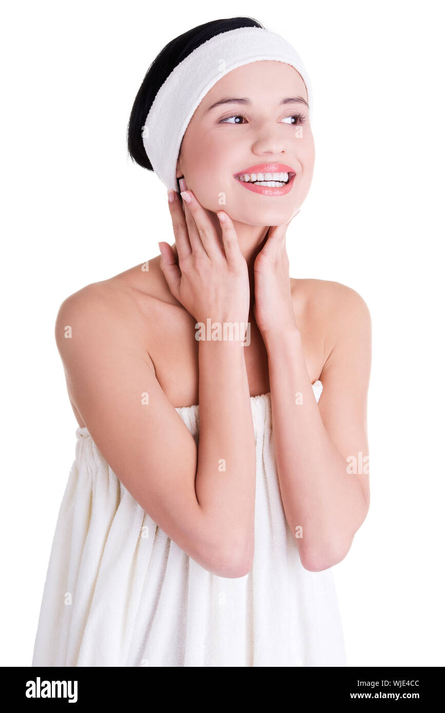 Beautiful young woman with perfect body ready for skin treatment. Skin ...