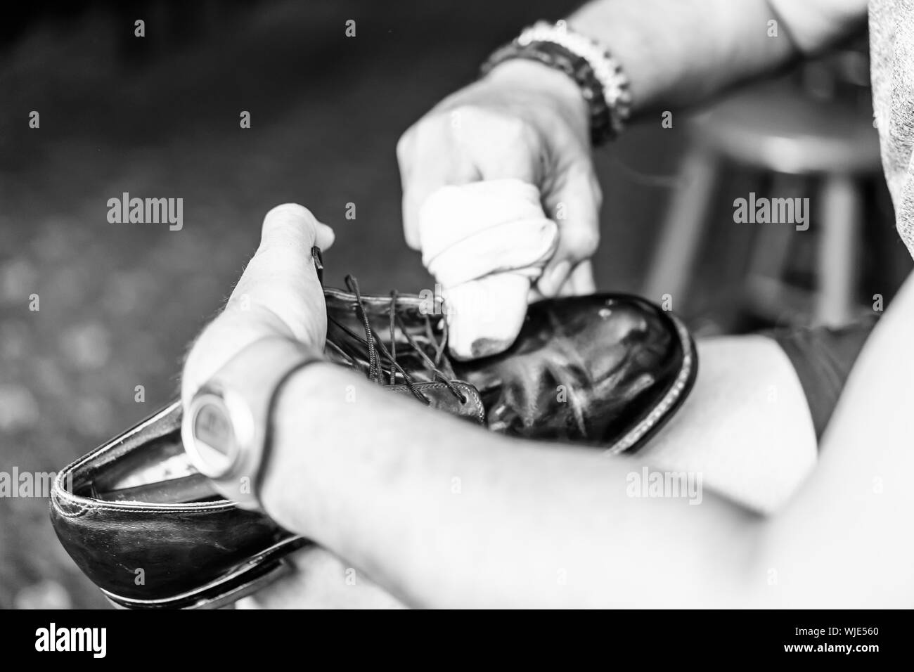 Man polishing Black and White Stock Photos & Images - Alamy